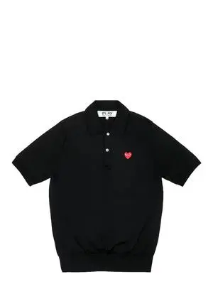 Play Comme Des Garcon Logo Heart-patch Polo Shirt - Black