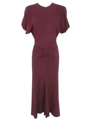 Victoria Beckham Gathered Waist Midi Dress - Red