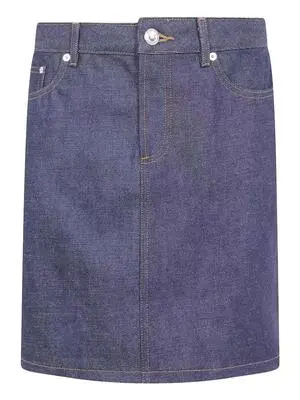A.p.c. Contrast-stitched Mini Skirt - Blue