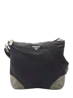 Prada Tessuto Patent-leather Shoulder Bag - Black