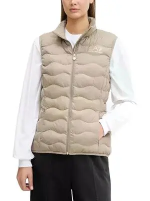 EA7 Quilted Logo-print Gilet - Neutrals