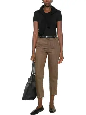 DONDUP Nima Cropped Wool Trousers - Brown