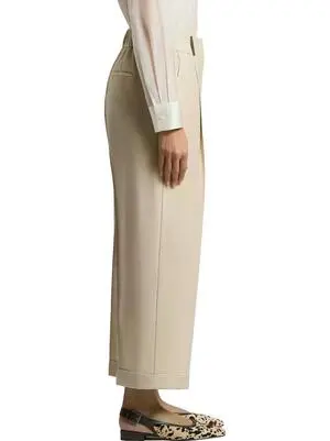 Peserico Pleat-detail Trousers With Chain-link Trim - Neutrals