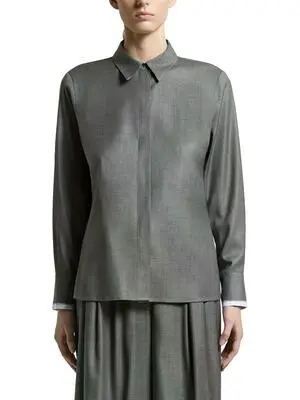 Peserico Long-sleeved Shirt With Contrast Trim Cuffs - Grey
