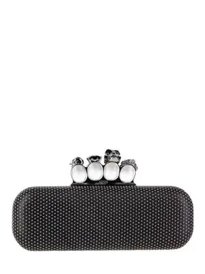 Alexander McQueen Skull Knuckle Studded Clutch Bag - Black