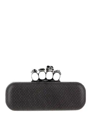 Alexander McQueen Skull Knuckle Studded Clutch Bag - Black