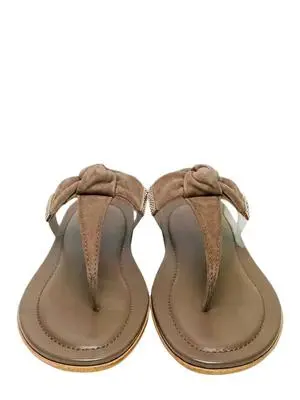 TOD'S Tod's Vintage Suede Bow Detail Embellished Thong Sandals