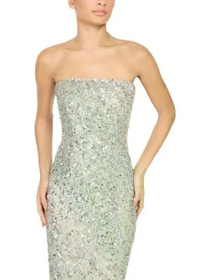 Jenny Packham Sirocco Embellished Strapless Gown - Silver