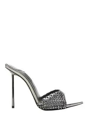 LE SILLA Gilda Crystal-embellished Pointed-toe Heeled Sandals - Silver