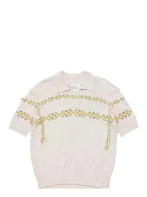 OSCAR OUYANG Fair Isle Short-sleeve Polo Shirt - Neutrals