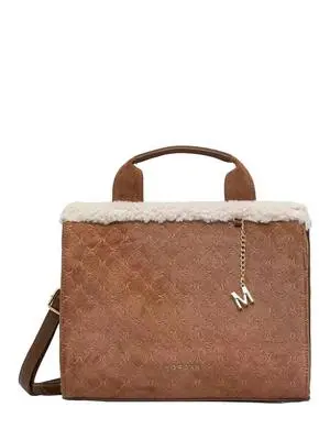 MORGAN Monogram Quilted Shearling Trim Tote Bag - Brown