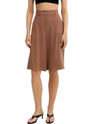 VICOLO Pleated Tailored Shorts - Brown
