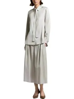 Peserico Point-collar Satin Shirt - Grey