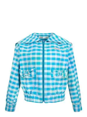 Sandy Liang Gingham Denim Jacket - Blue