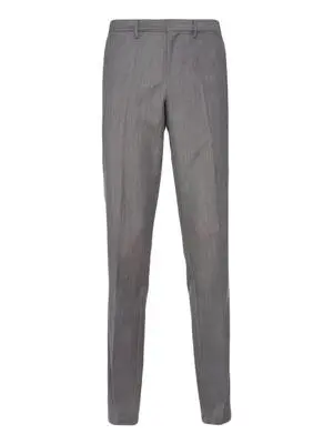 Prada Tailored Trousers With Logo Plaque - Grey