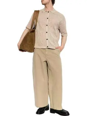 ALLSAINTS Arktx Perforated-knit Short-sleeve Cardigan - Neutrals