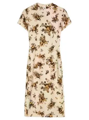 JIL SANDER Floral Print Midi Dress - Neutrals