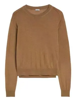 JIL SANDER Ribbed-trim Crew-neck Sweater - Brown