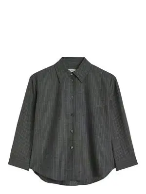 JIL SANDER Pinstripe Cropped Shirt - Grey