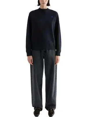 JIL SANDER Jil Sander Embroidered Logo Cotton Sweatshirt Blue
