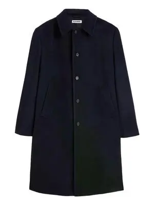 JIL SANDER Single-breasted Wool Coat - Blue