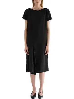 JIL SANDER Jil Sander Black Wool Sablé Pleated Dress