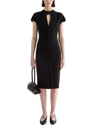 JIL SANDER Cut-out Wool Sablé Dress - Black