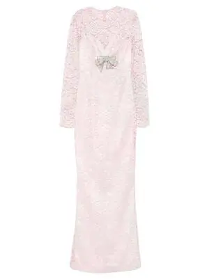 SILK LOVE & LACE Lace Maxi Dress With Crystal Embellishment And Bow Detail - Pink