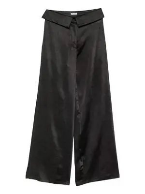 A.M.G. Foldover-waistband Wide-leg Trousers - Black