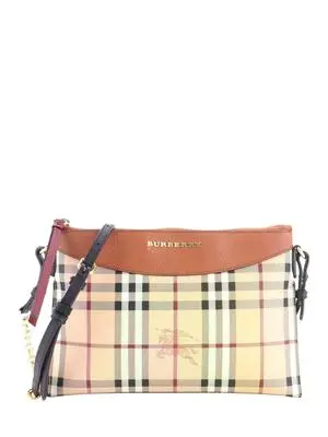 Burberry Peyton Haymarket Coated Canvas Crossbody Bag - Brown