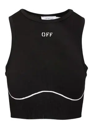 Off-White Off Stamp Seamless Cropped Top - Black