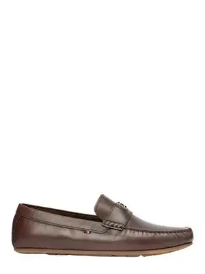 Tommy Hilfiger Leather Loafers With Hardware Detail - Brown