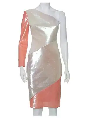 Diane Von Furstenberg One-shoulder Sequin Midi Dress - Silver