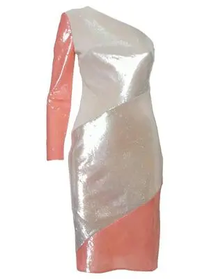 Diane Von Furstenberg One-shoulder Sequin Midi Dress - Silver