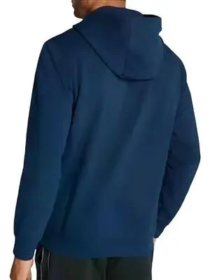 Tommy Hilfiger Logo Embroidered Drawstring Hoodie - Blue