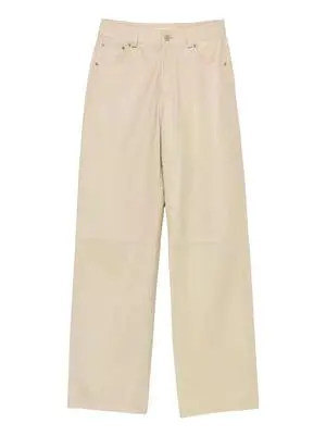 BY MALENE BIRGER Wide-leg Leather Trousers - Neutrals
