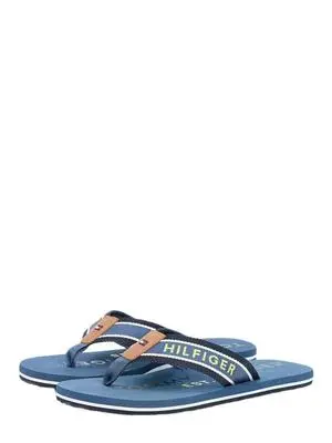 Tommy Hilfiger Striped Logo Flip-flops - Blue