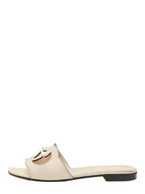 Gucci Interlocking Gg Cut-out Leather Slides - White