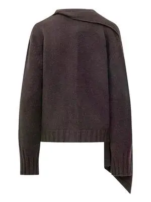 Attico Knitted Cardigan With Draped Detailing - Brown