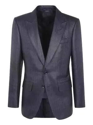 TOM FORD Herringbone-pattern Wool Blazer - Black