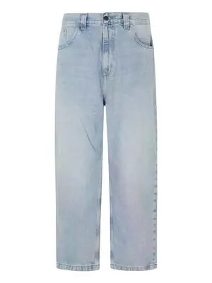 Carhartt Work In Progress Wide Leg Jeans With Logo Patch - Blue
