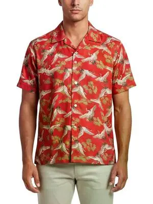 Amiri Crane-print Silk Shirt - Red