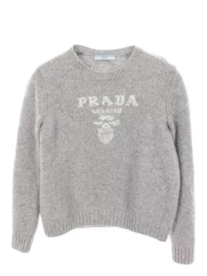 Prada Logo Detail Crew Neck Sweater - Grey