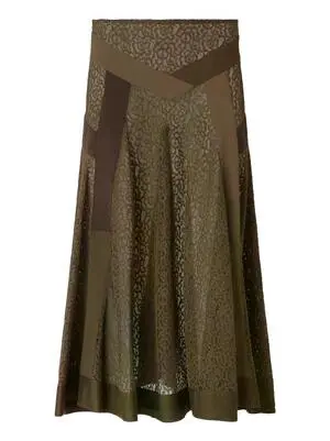 Pinko Patchwork Lace Midi Skirt - Green