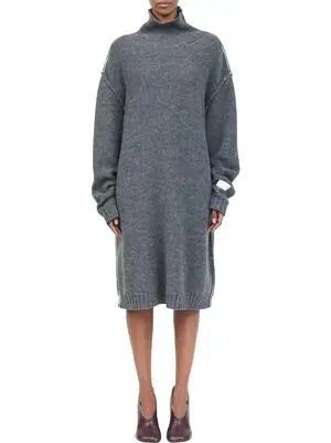 MAISON MARGIELA High Neck Knitted Midi Dress - Grey