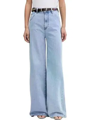 VICOLO Belted Wide-leg Jeans - Blue