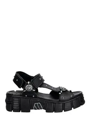 NEW ROCK Stud-embellished Chunky-sole Sandals - Black