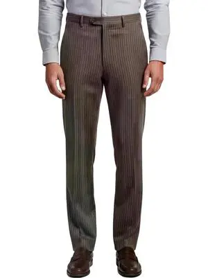 Brioni Cortina Pinstripe Wool Trousers - Brown