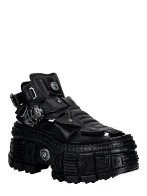 NEW ROCK Skull Embellished Platform Sandals - Black