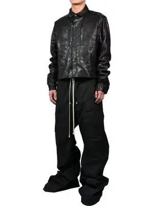 Rick Owens Crinkled Leather Jacket - Black